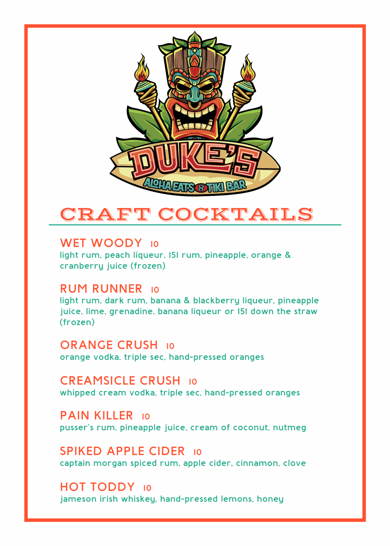 Menu - Duke's Aloha Eats